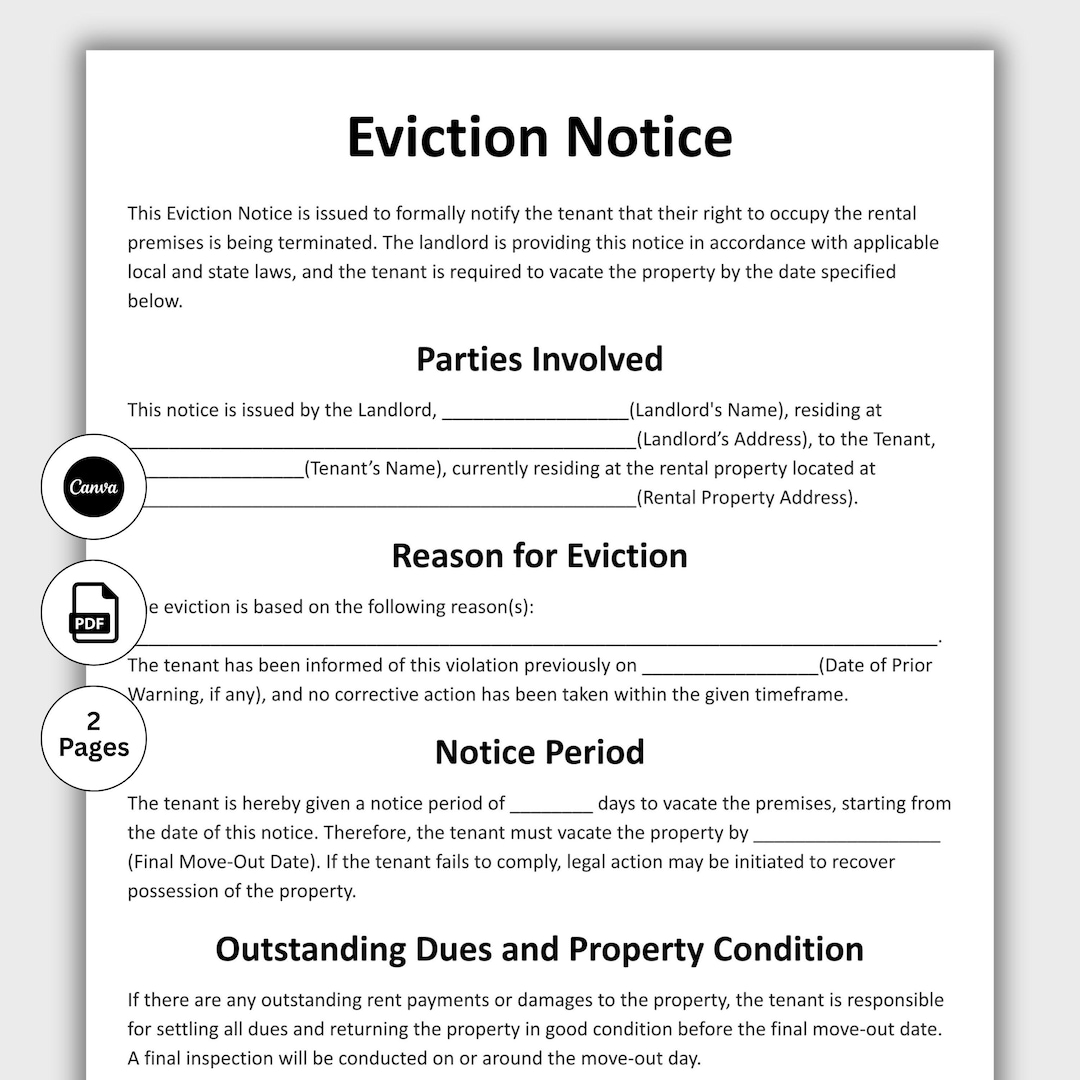 Eviction Notice, Customizable Lease Termination Form Template ...