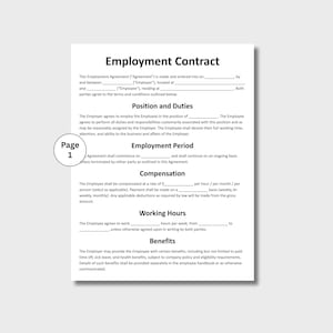 Employment Agreement, Customizable Employment Service Contract Template ...