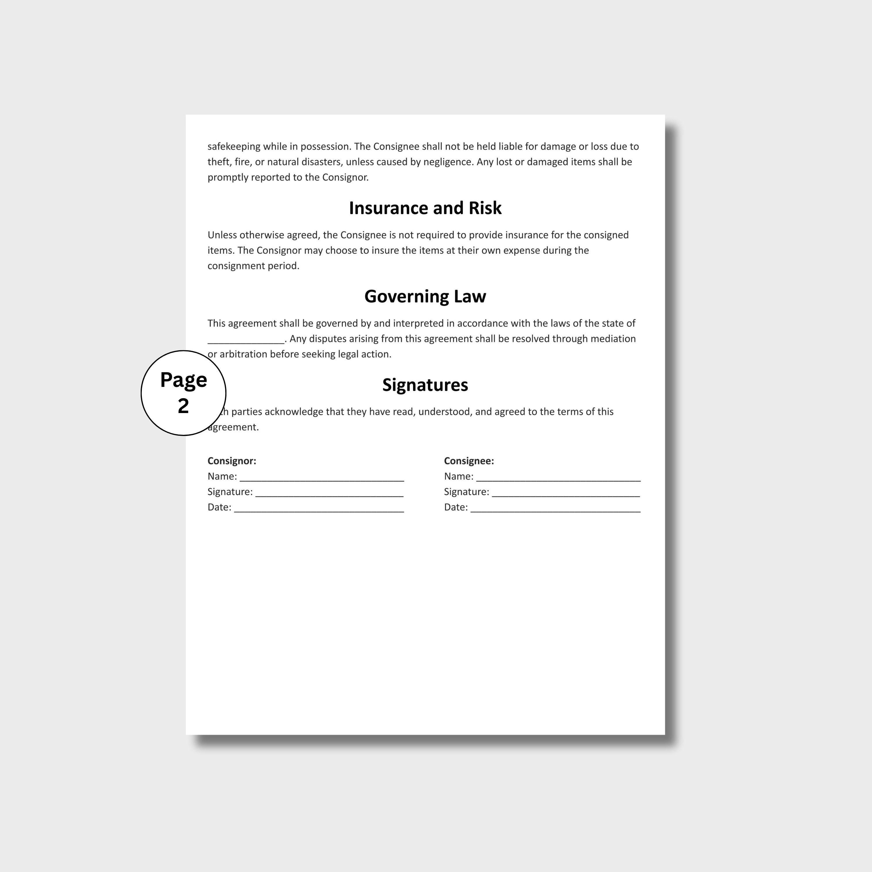Consignment Agreement, Customizable Consignment Contract Form Template ...