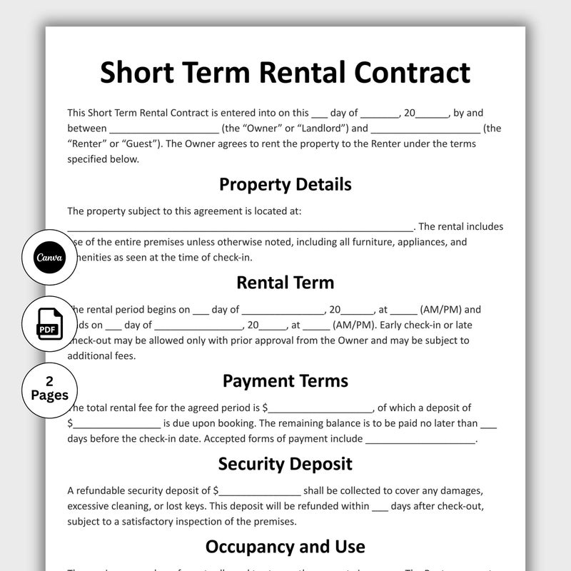 Lease Agreements Short Term - Etsy UK