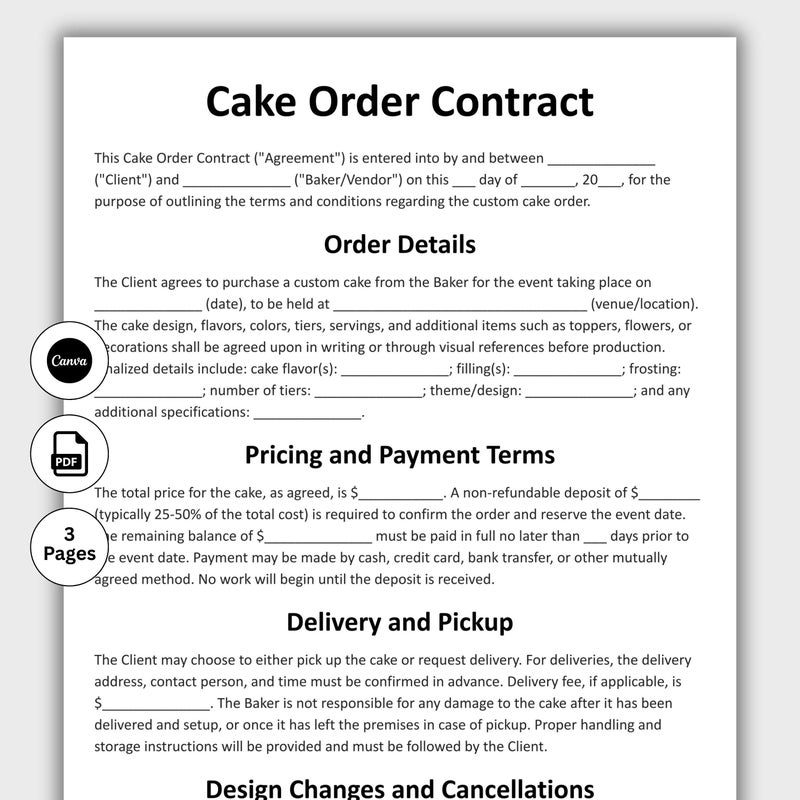 Bakery Policies Template - Etsy