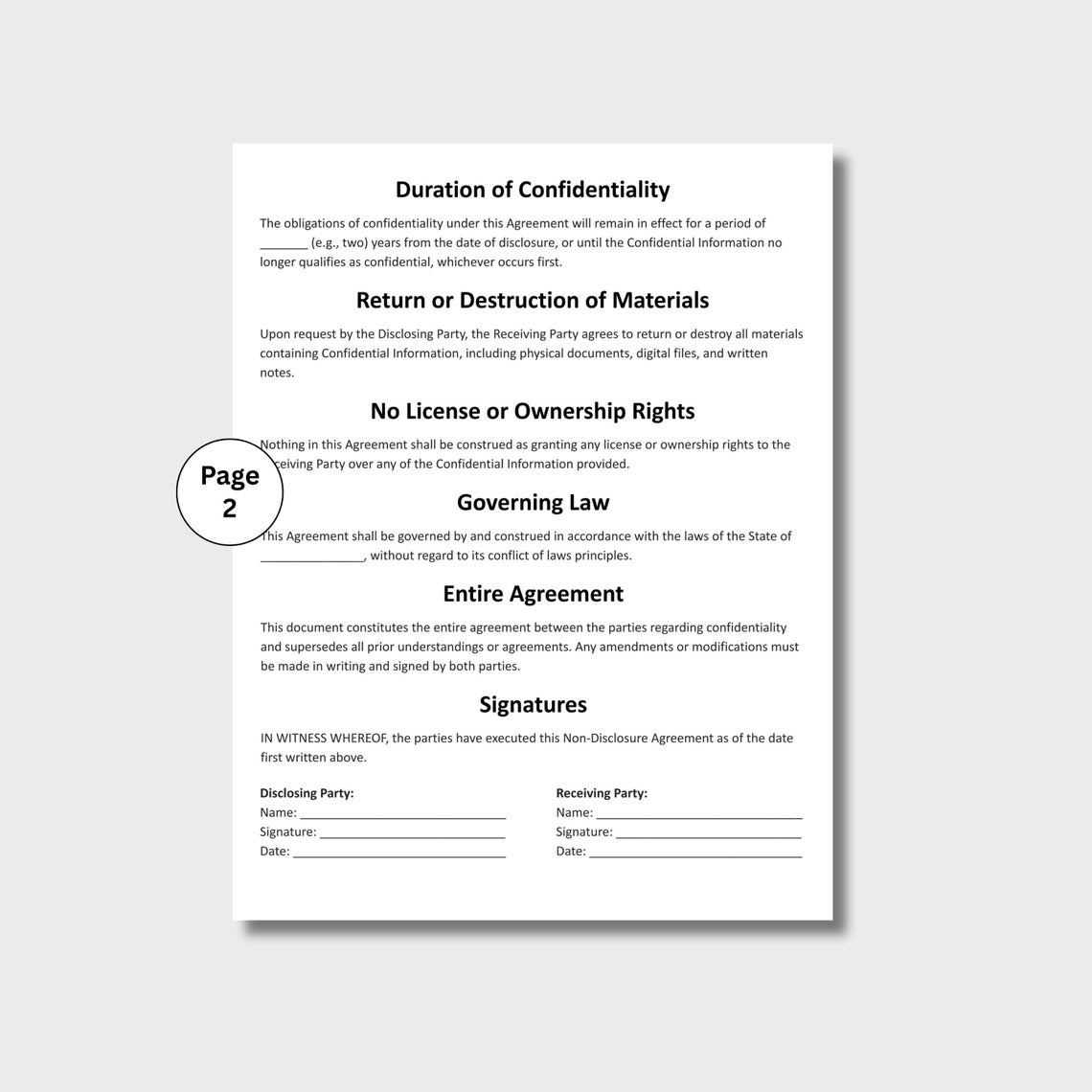 Non-disclosure Agreement, Customizable NDA Form Template, Freelancer NDA, Confidential ...