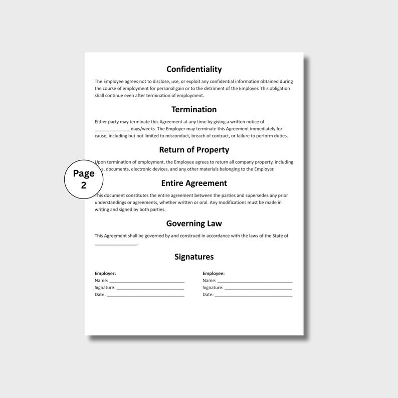 Employment Agreement, Customizable Employment Service Contract Template ...