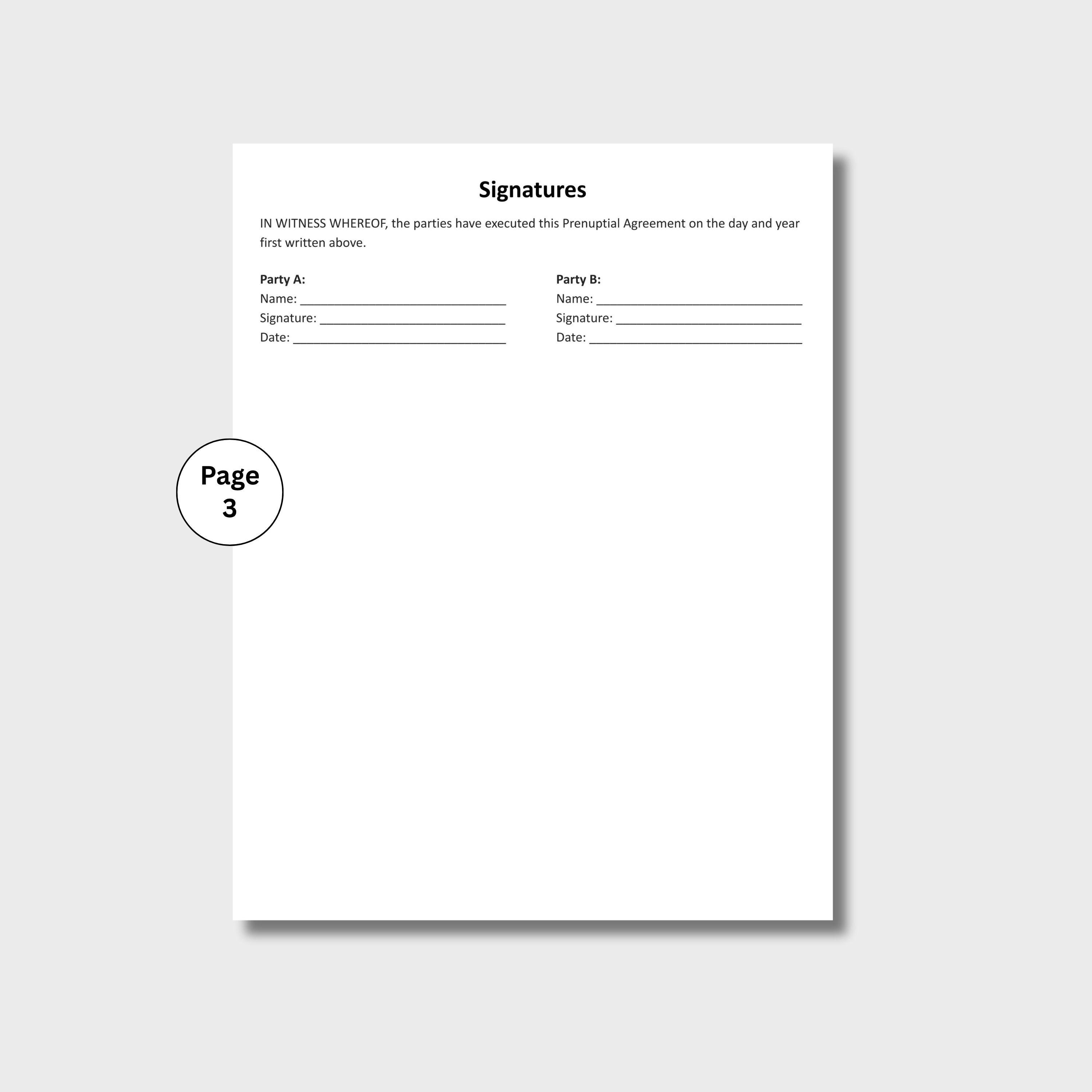 Prenuptial Agreement, Customizable Prenup Form Template, Printable ...