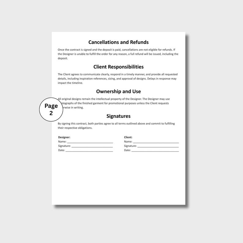 Custom Garment Contract, Customizable Tailor Clothing Agreement Form ...