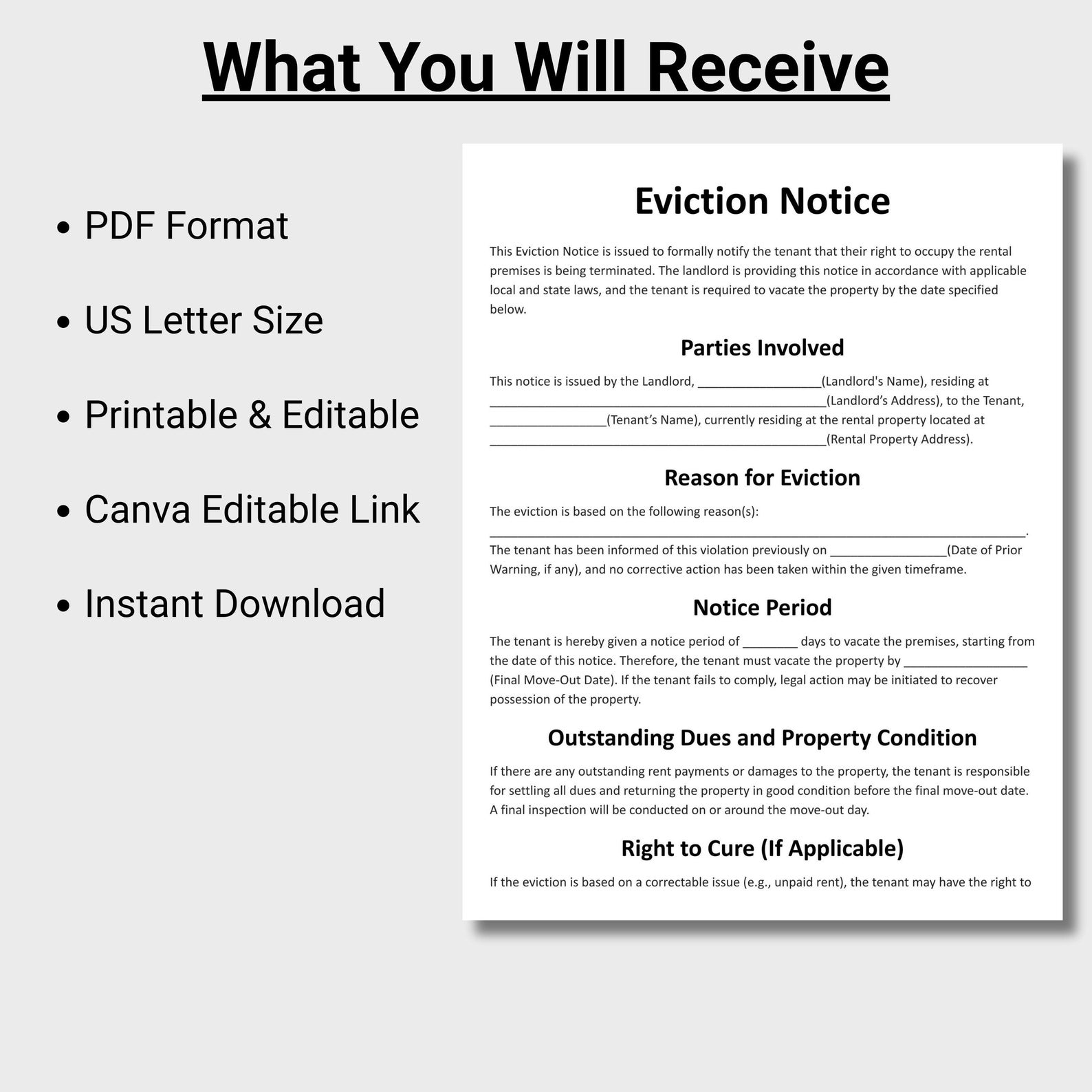 Eviction Notice, Customizable Lease Termination Form Template ...