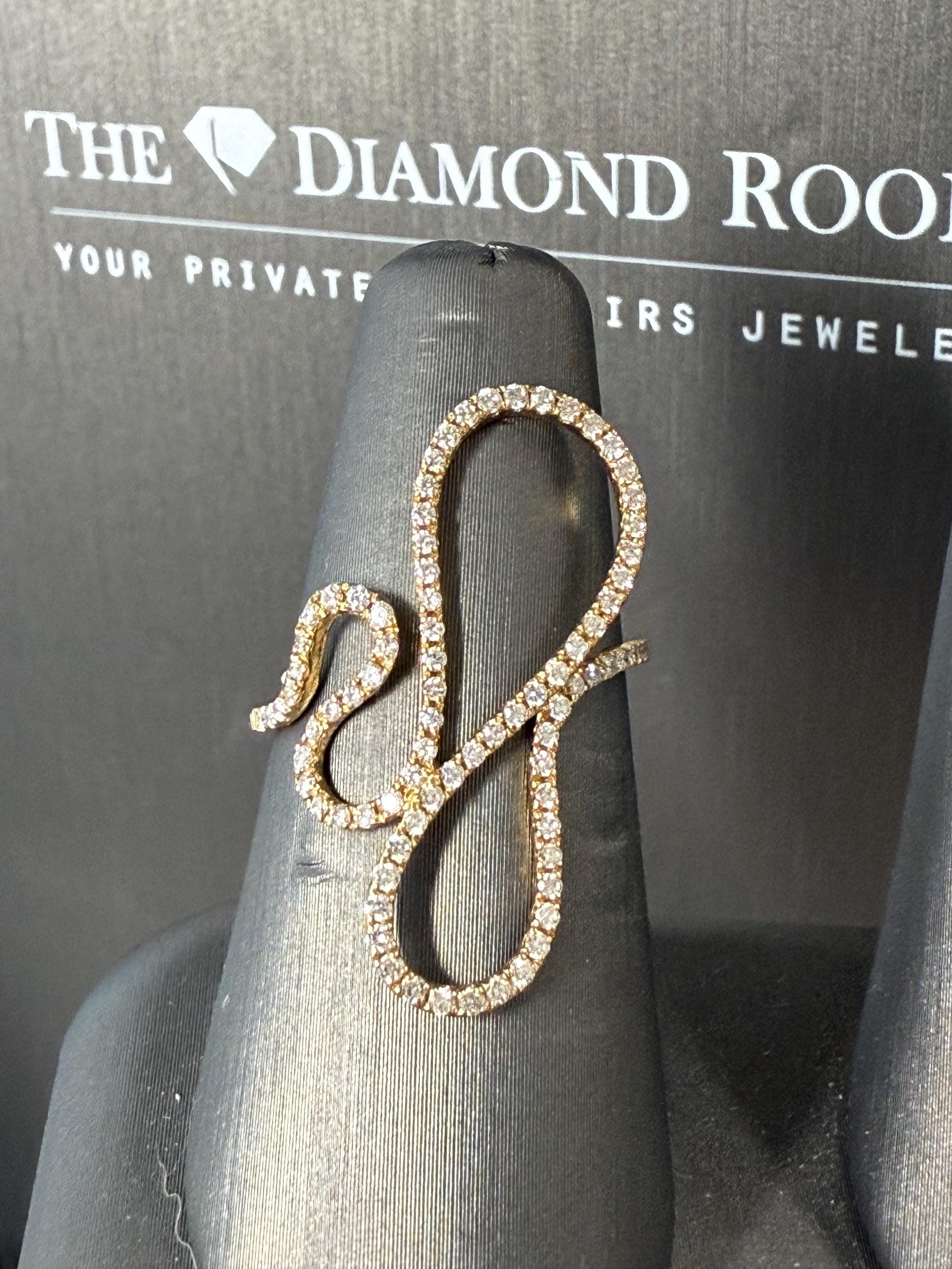 14K Gold Freeform Diamond Ring | Wave Statement Jewelry - Etsy