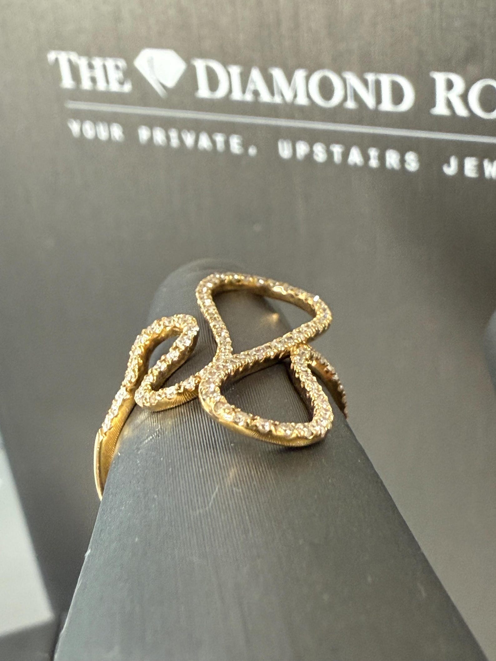 14K Yellow Gold Freeform Diamond Ring | Natural 1/2ctw Round Diamonds ...