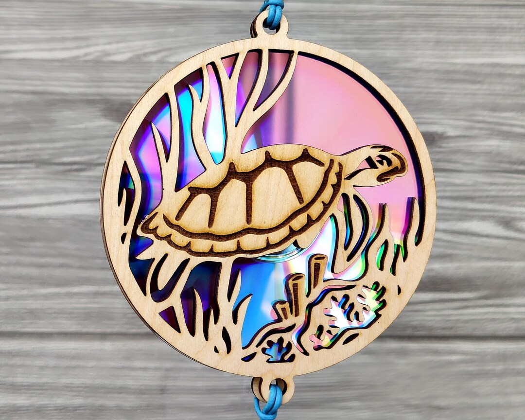 Laser Cut Turtle Suncatcher SVG File: Glowforge Ornament (digital ...