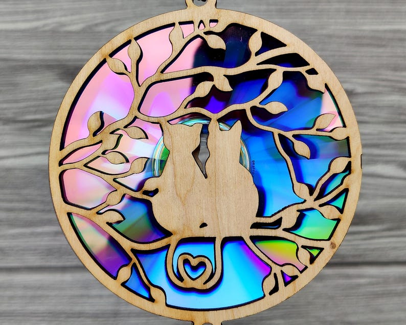 Cat Suncatcher Laser Cut File: DVD Wood Design (SVG, PDF) - Etsy