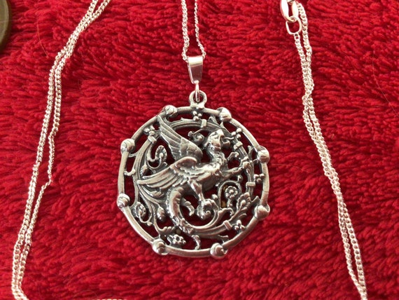 Sterling Silver Filigree Phoenix Dragon in Garden 18 - Etsy