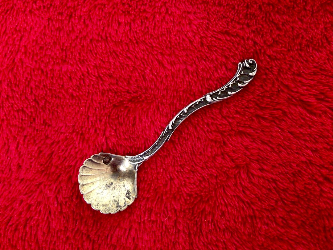 Rare Sterling Silver Richard Dimes Ornate Open Salt Spoon Gilt Bowl ...
