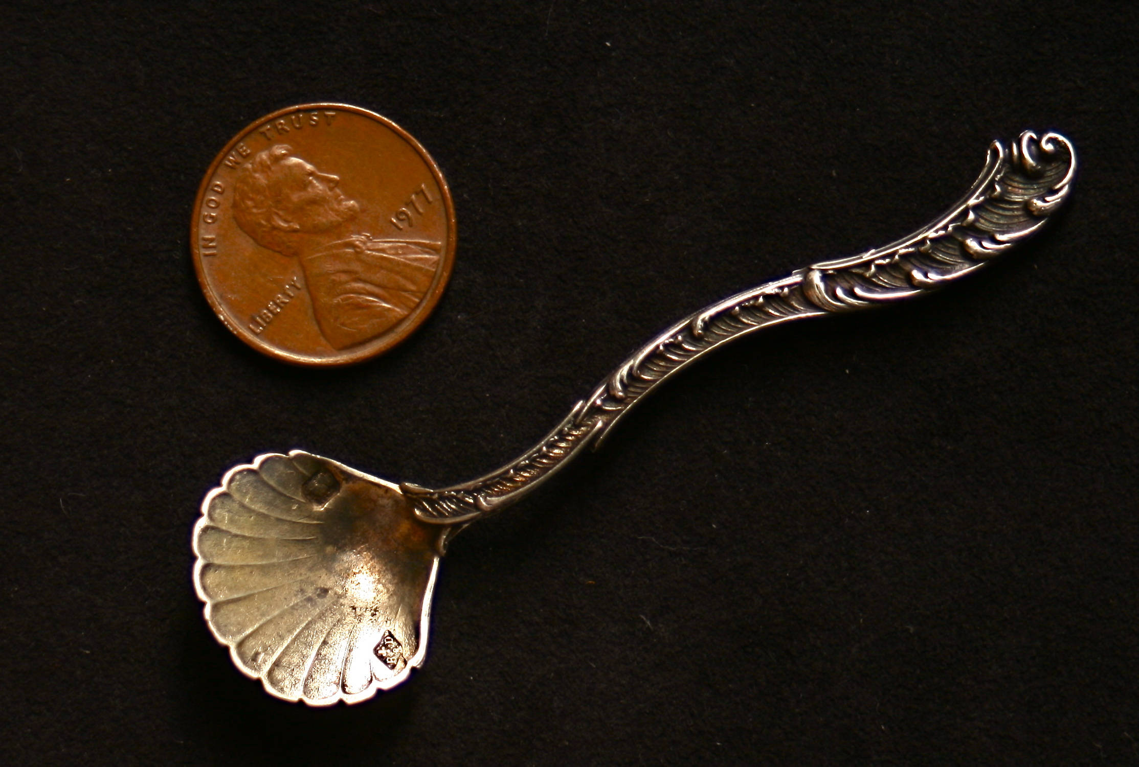 Rare Sterling Silver Richard Dimes Ornate Open Salt Spoon Gilt Bowl ...
