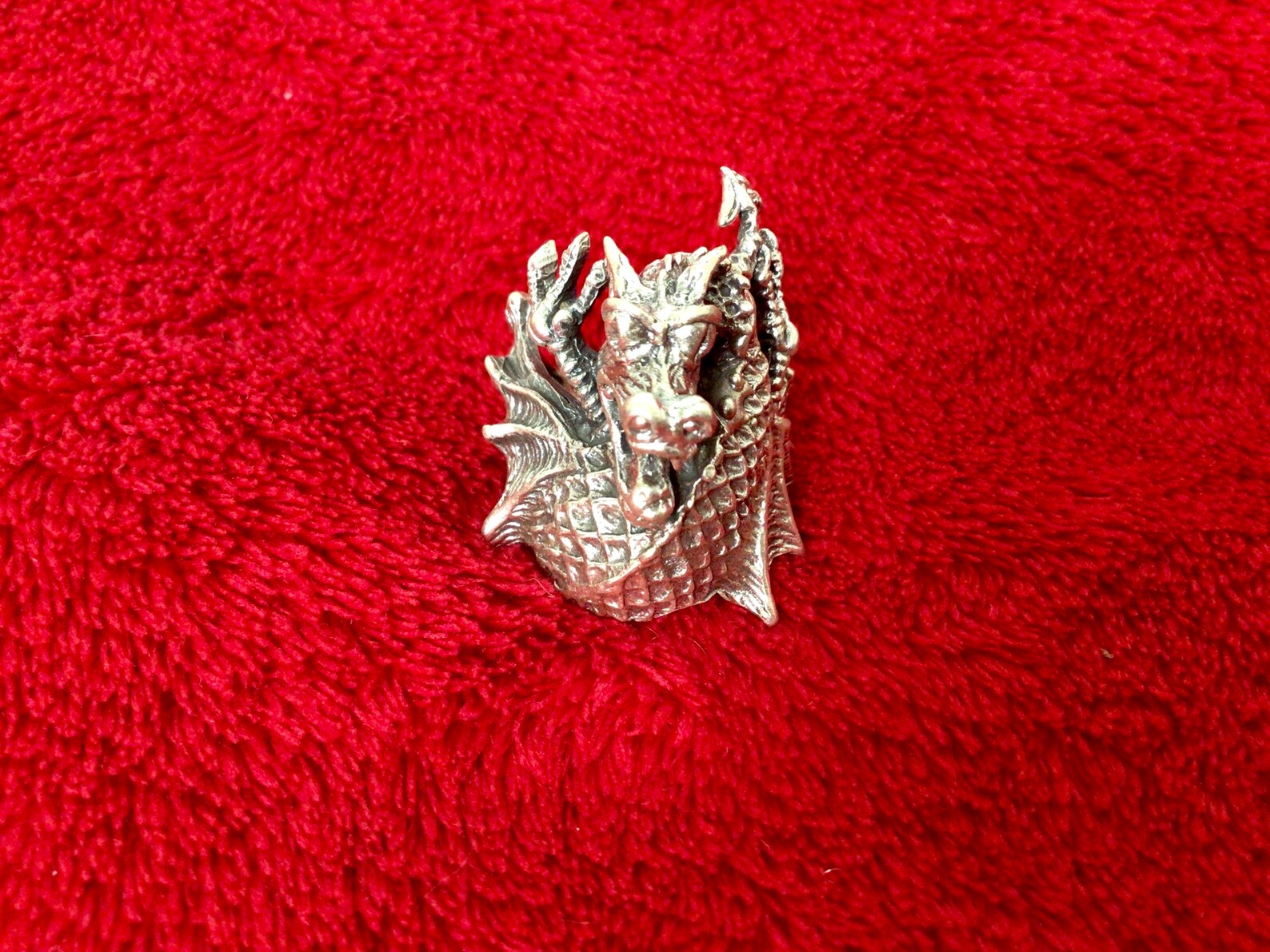 Solid Sterling Silver Dragon Ring Mens Jewelry 3D Dimensional Heavy 2/3 ...