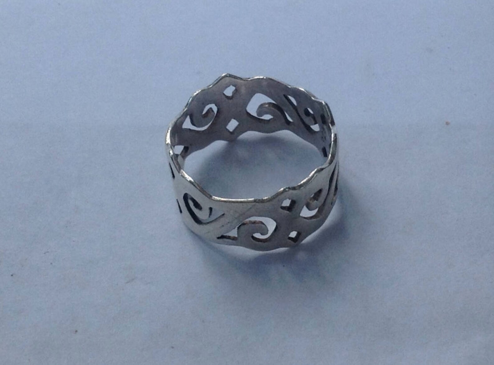 Handmade Retro 70s Scroll Pierce Cut Design Sterling Silver Hippie ...