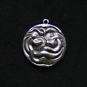 Sterling Silver Serpent Lovers Scene Pendant Snake Coin Medal - Etsy