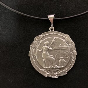 Sterling Silver Goddess Athena Spinning Wheel Pendant Medal Coin ...