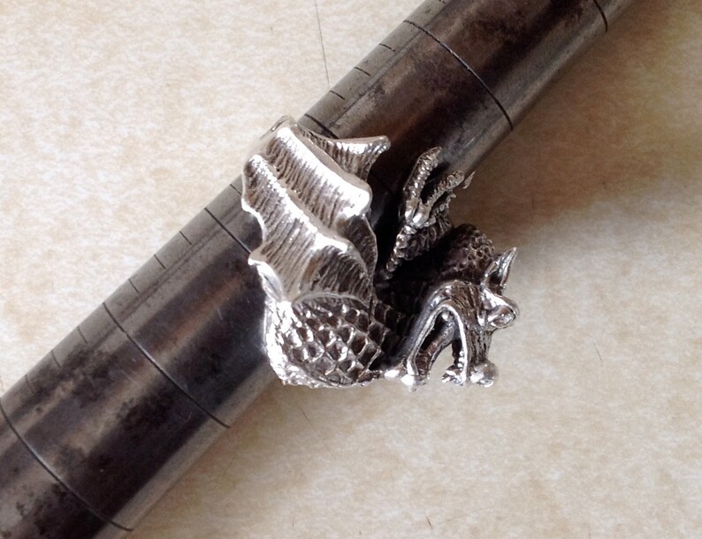 Solid Sterling Silver Dragon Ring Mens Jewelry 3D Dimensional Heavy 2/3 ...