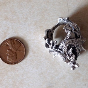 Solid Sterling Silver Wizard Merlin Pendragon Dragon Ring Jewelry 3D ...