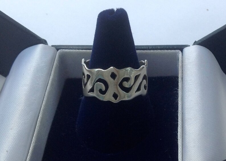 Handmade Retro 70s Scroll Pierce Cut Design Sterling Silver Hippie ...