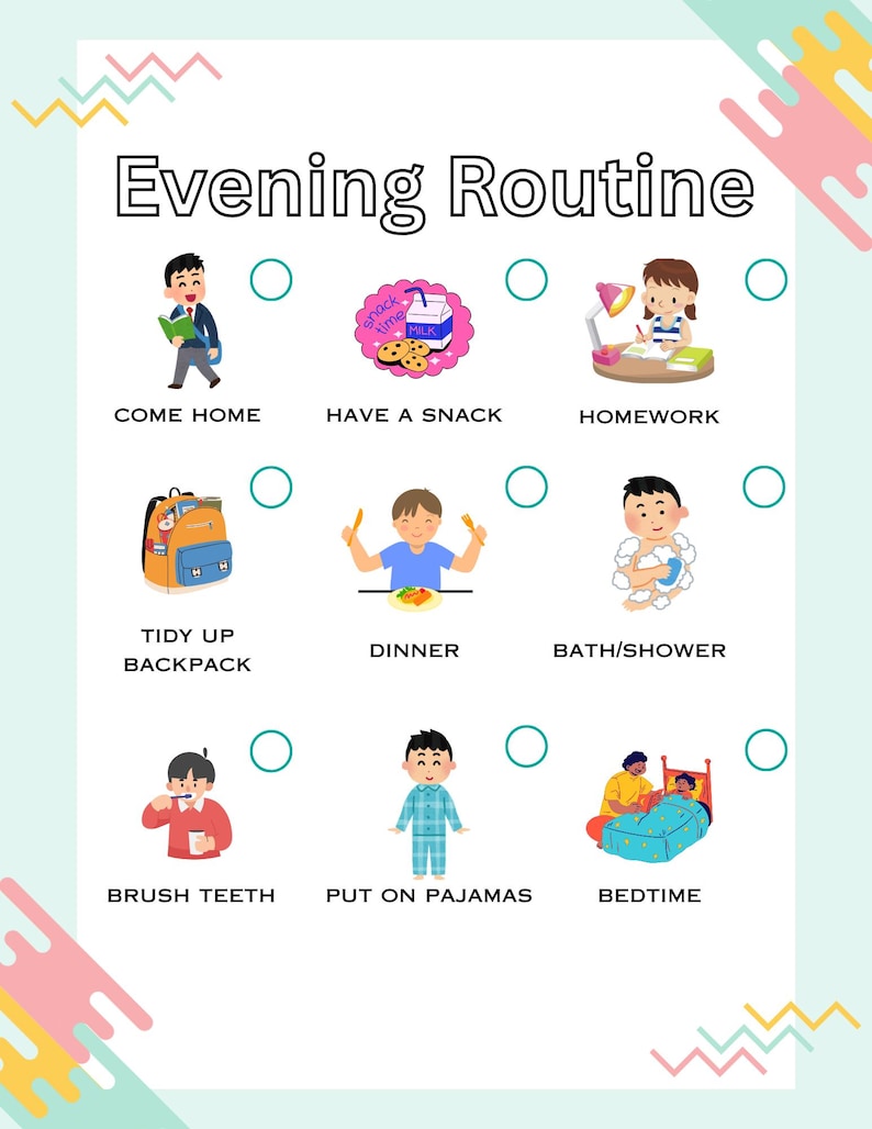 Kids Morning & Night Routine Charts: Fun Habit Tracker (digital ...