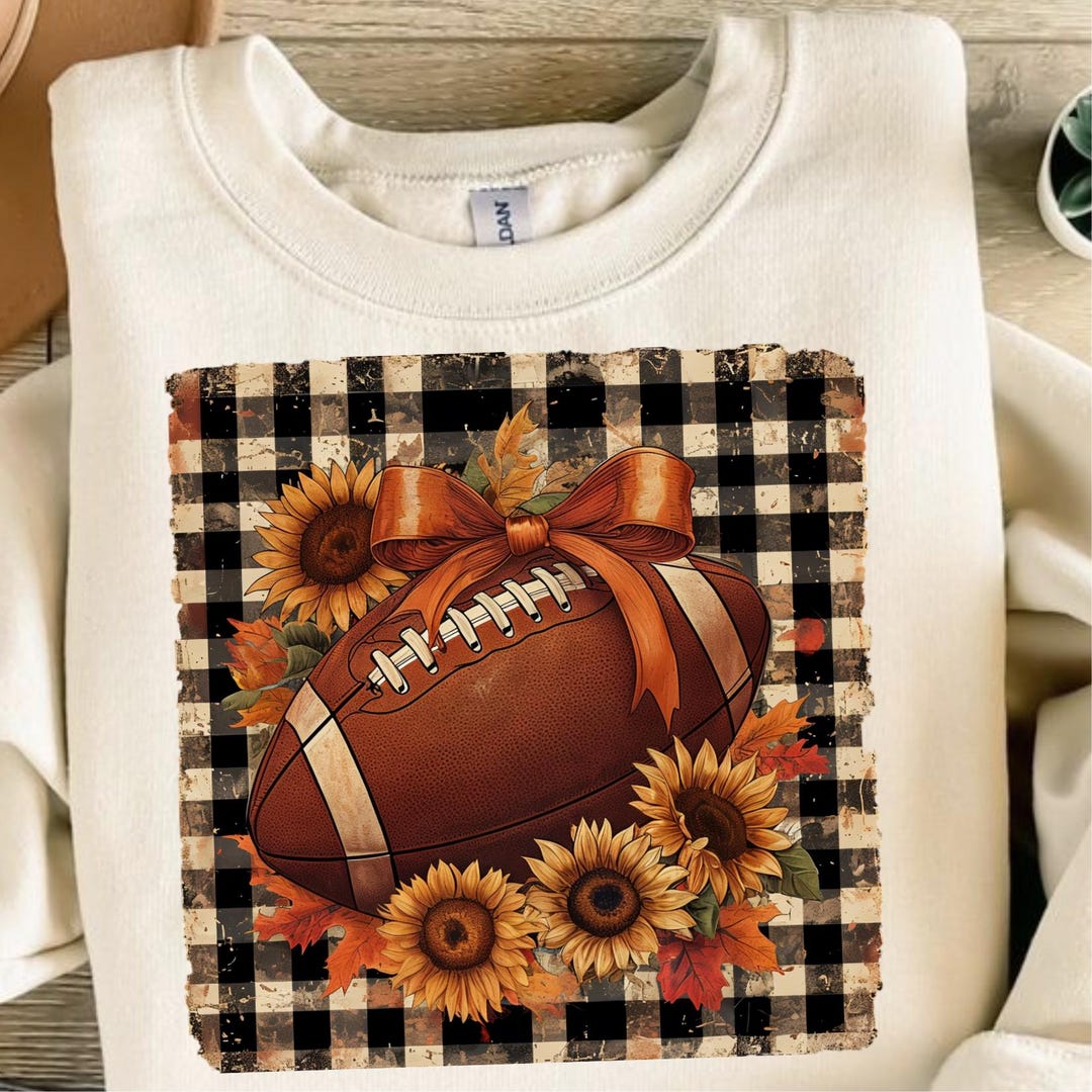 Fall Football PNG: Checkerboard, Boho Floral Design (digital Download ...