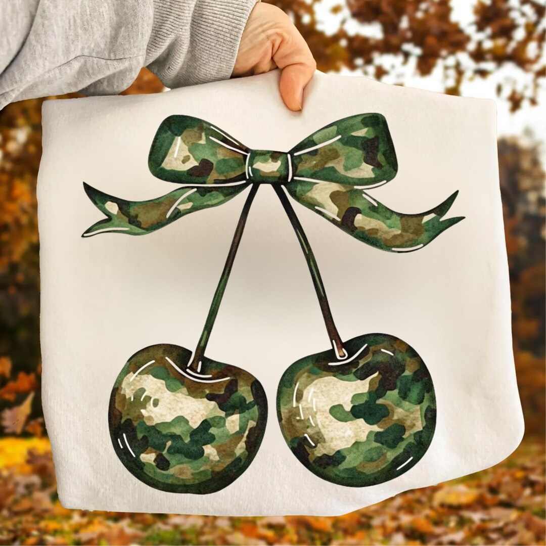 Camo Checkered Cherry Bow, PNG Digital Download , Camo Cherry ,cherry ...