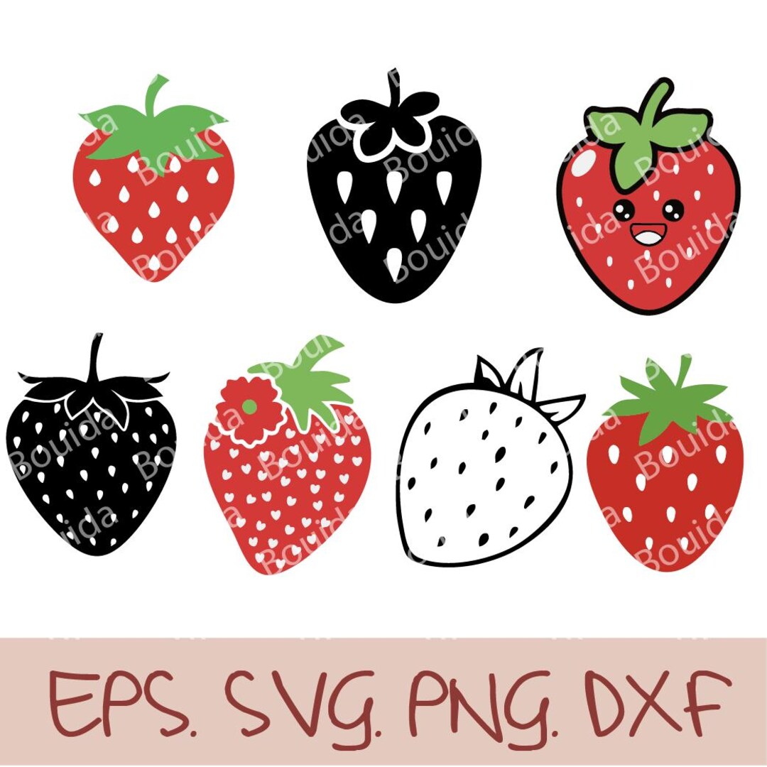 Strawberry SVG Bundle: Fruits Clipart, Cut Files for Cricut (instant ...