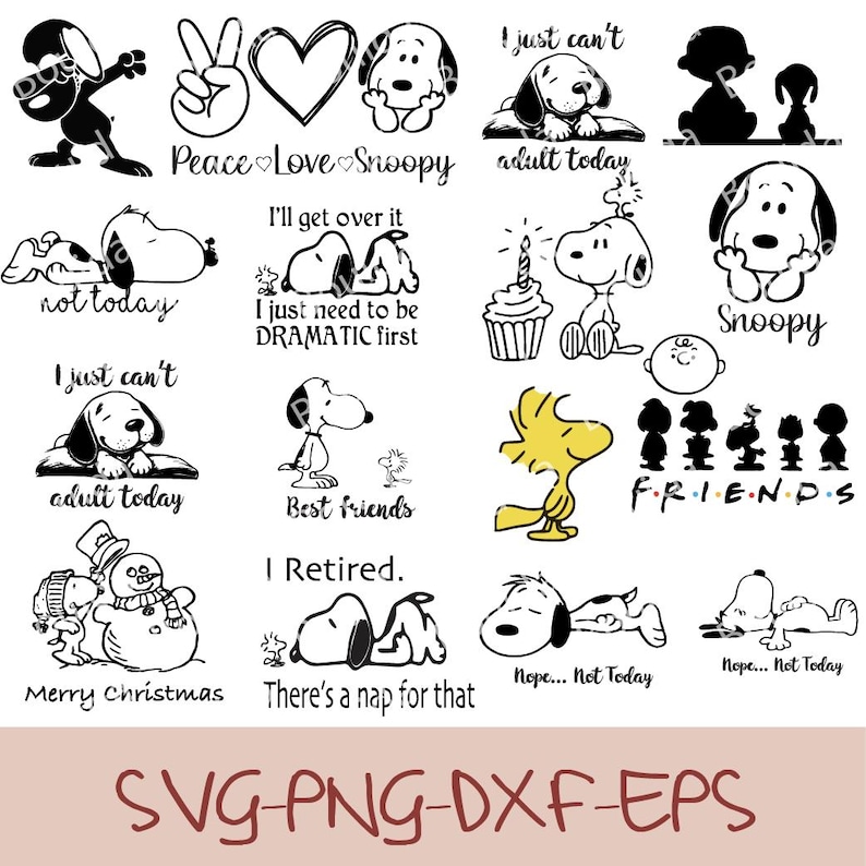 Snoopy SVG Bundle: Peanuts Cartoon Clipart for Cricut (digital Download ...