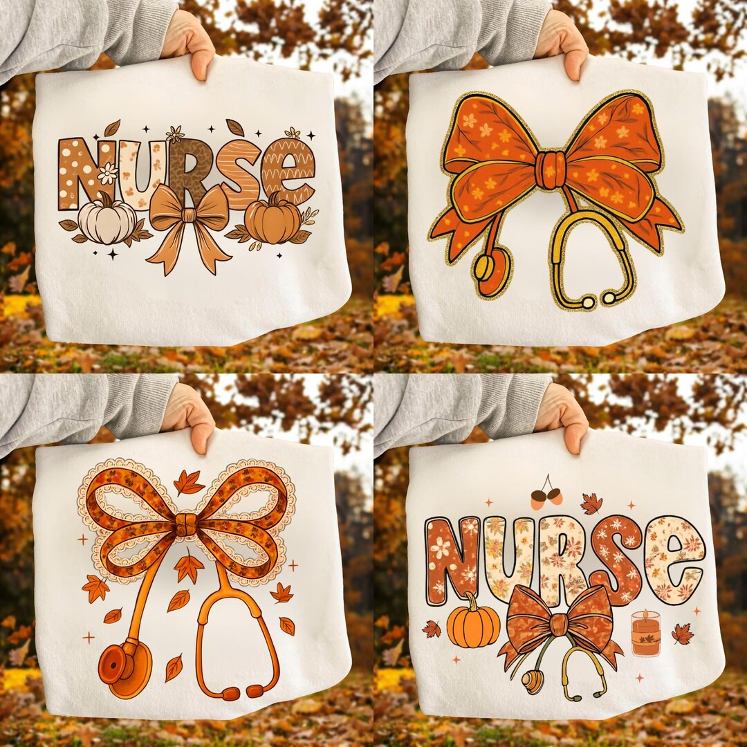 Fall Nurse Bundle Png, Coquette Nurse Fall Bow Png, Floral Nurse ...