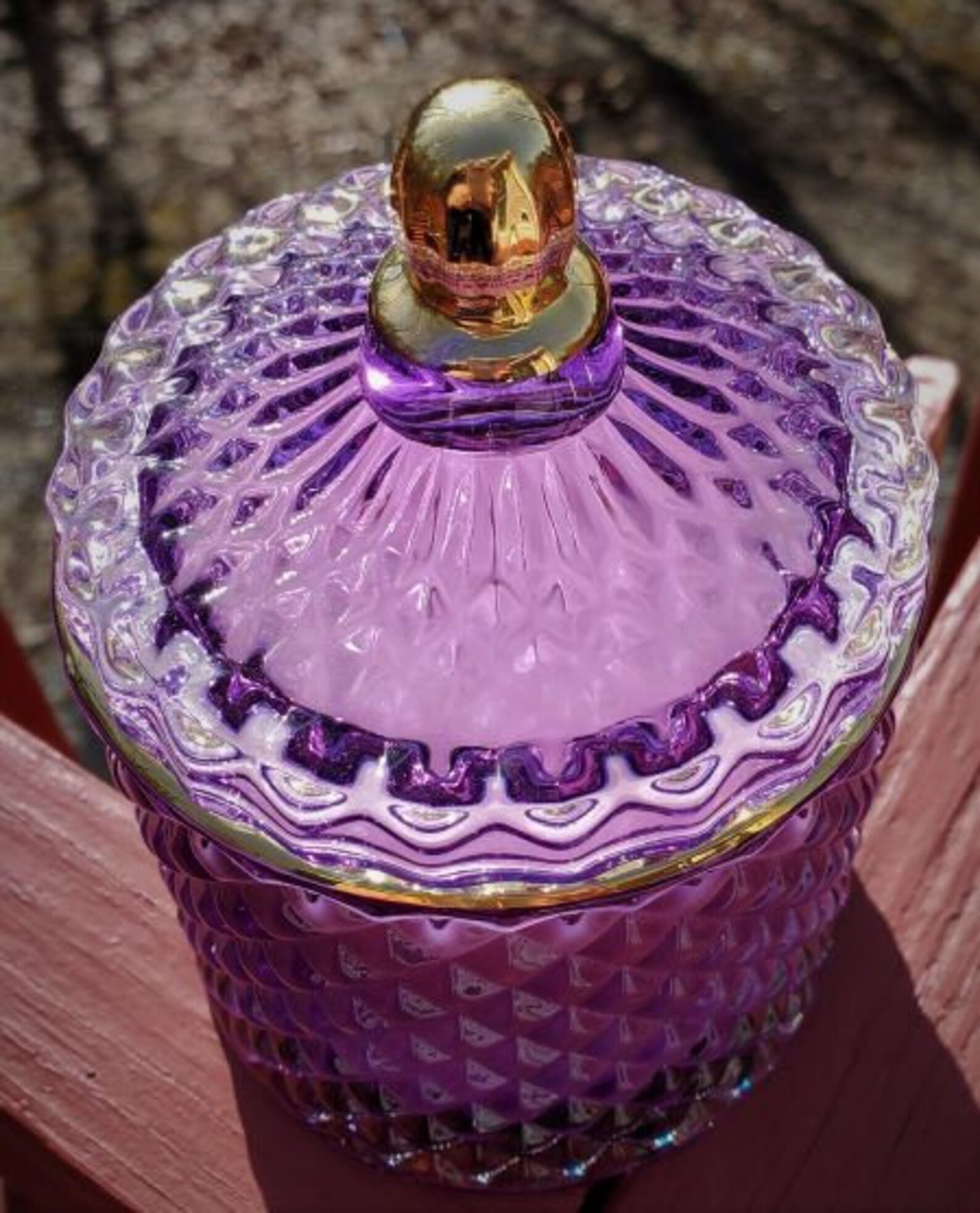 Lilac Scented Purple Jewel Jar Luxury Soy Candle, Reusable Lidded Glass ...