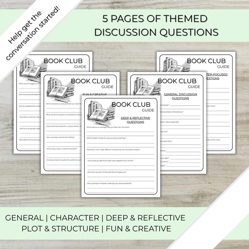 Book Club Planner: Discussion Questions, Chapter Tracker (printable ...