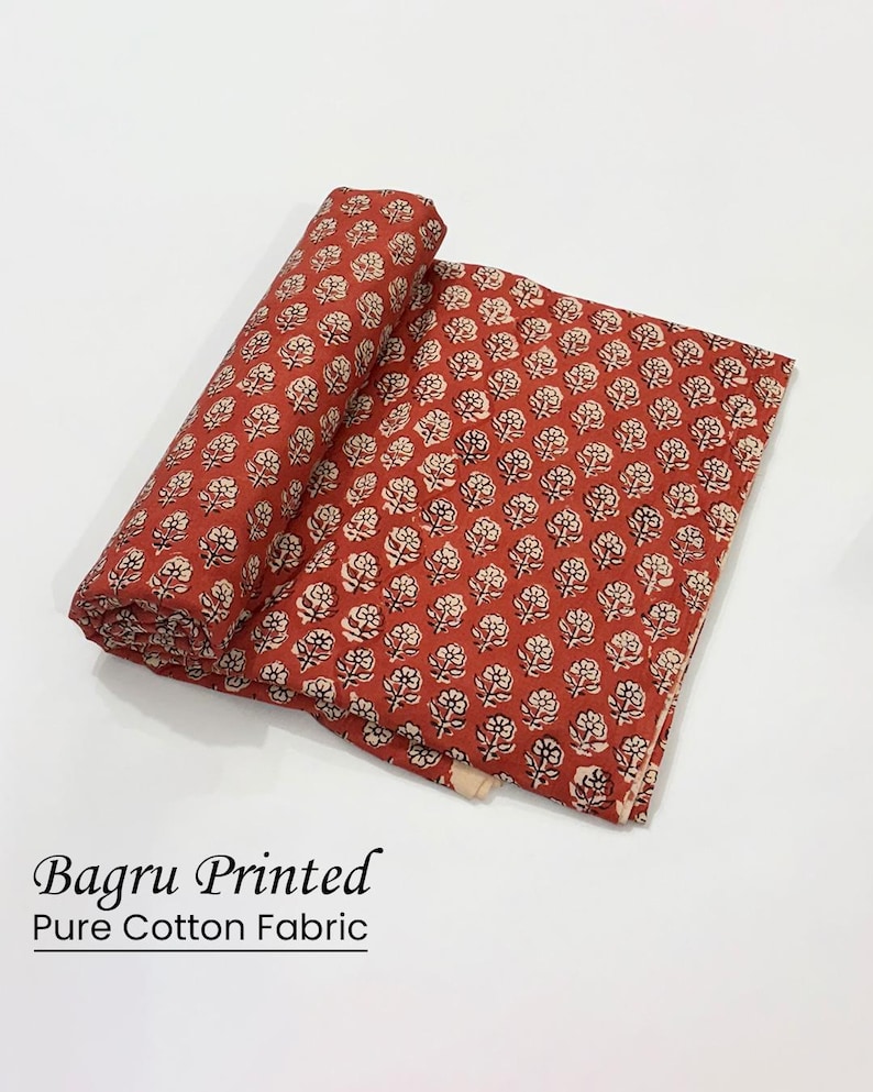 Handblock Printed Cotton Fabric | Bagru Print, Jaipur Textile - Etsy