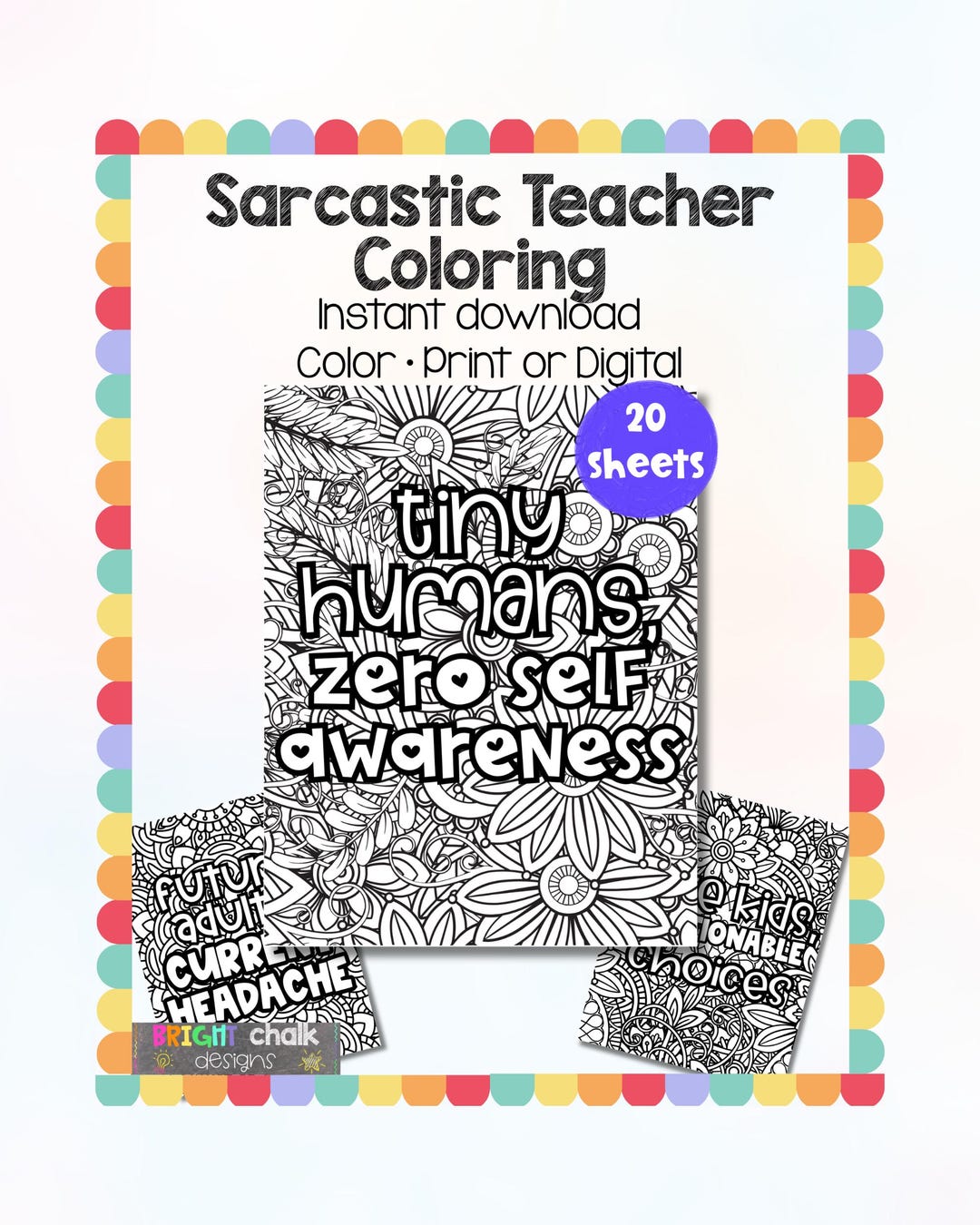Teacher Coloring Page Printable: Sarcastic Humor Adult PDF Sheet - Etsy
