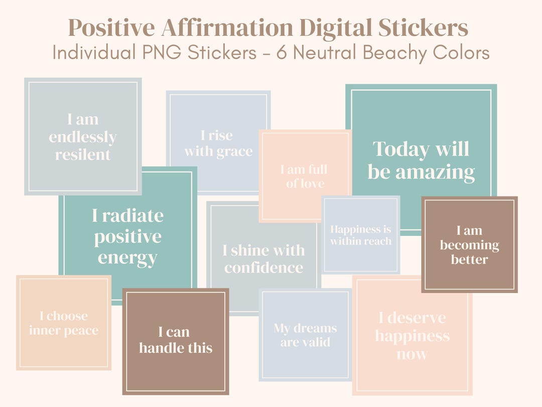Minimalist Affirmation Stickers: Neutral Beach Colors, Planner Bundle ...
