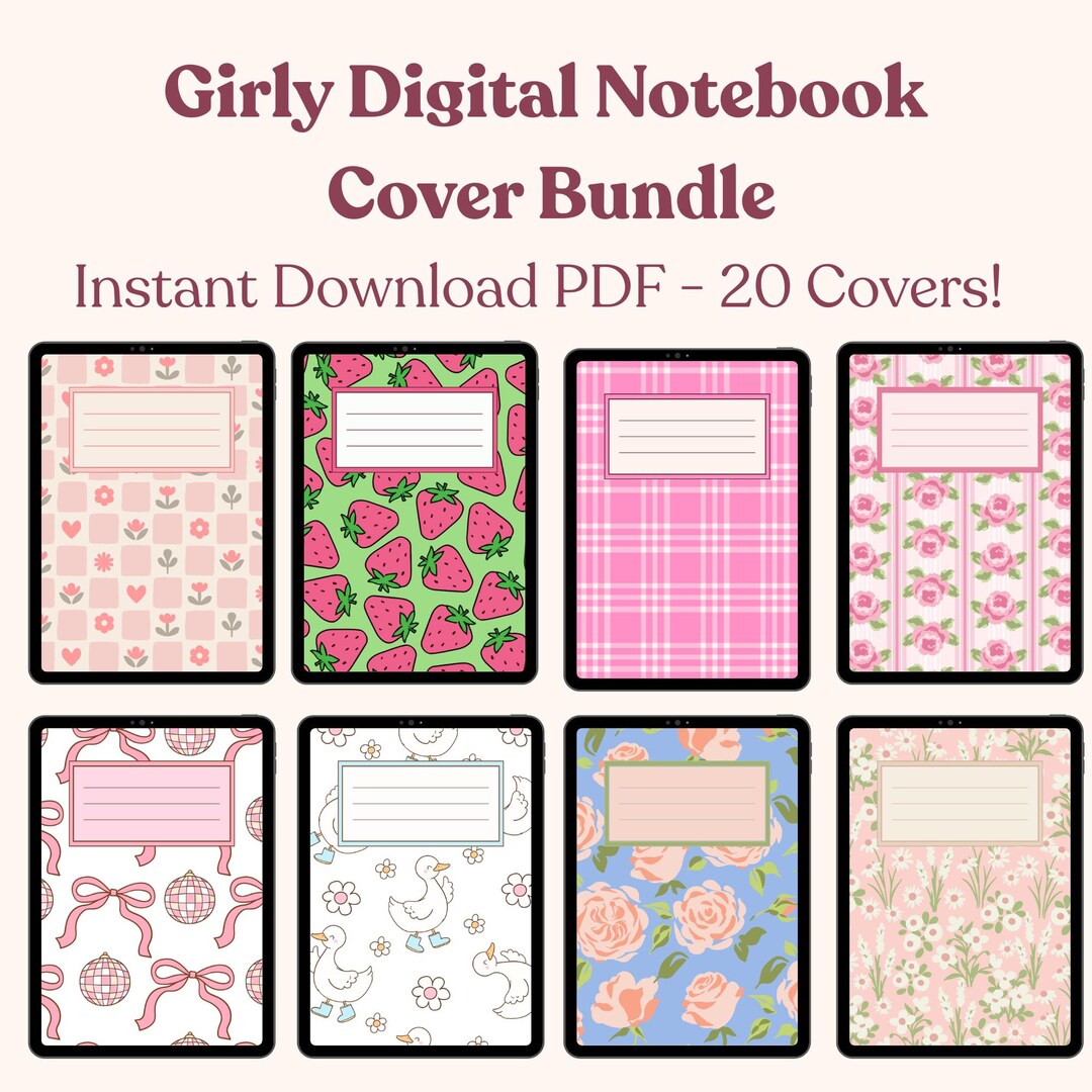 Girly Digital Notebook Covers: Goodnotes, Notability (PDF & PNG) - Etsy