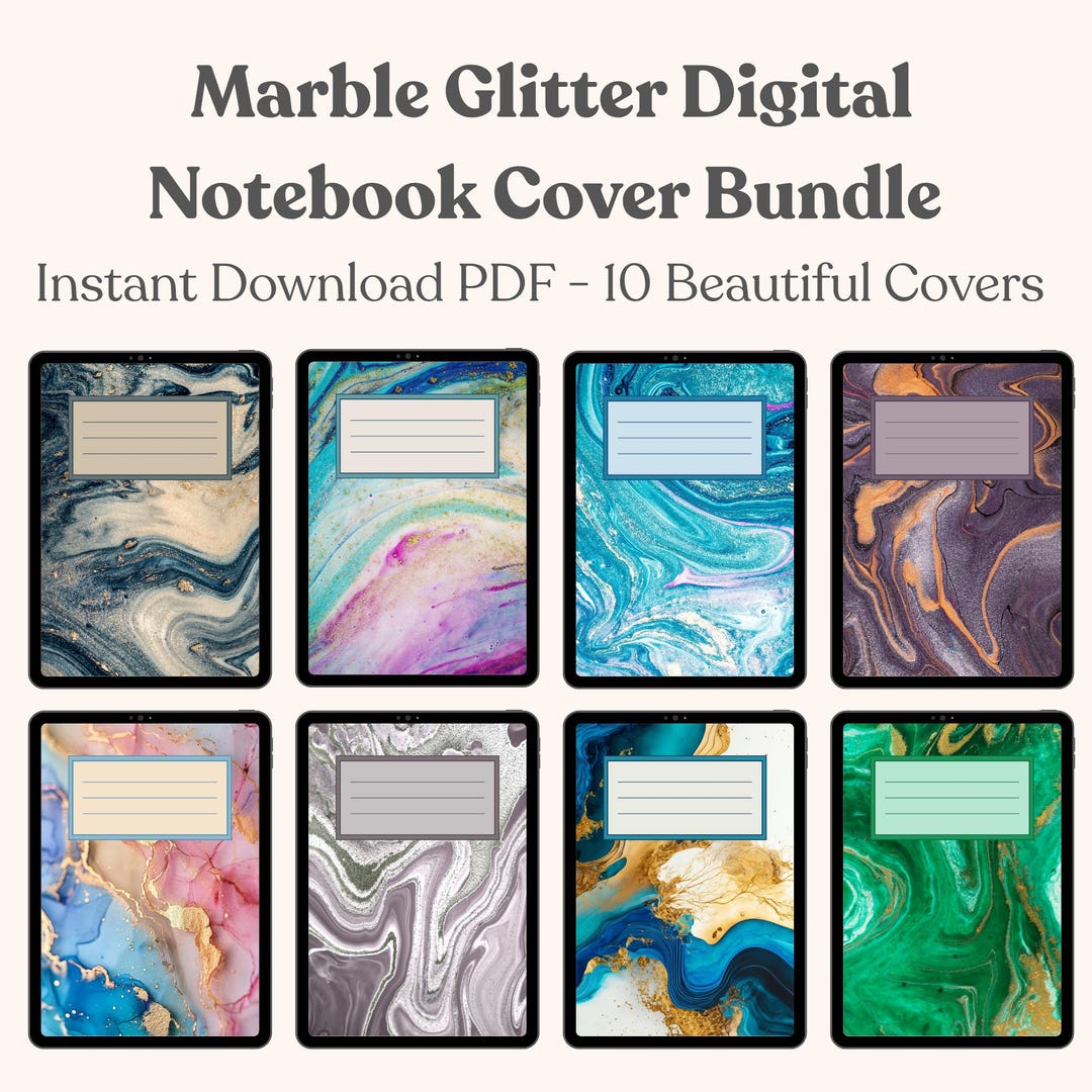 Glitter Marble Digital Notebook Covers for Goodnotes, Notability (PDF ...