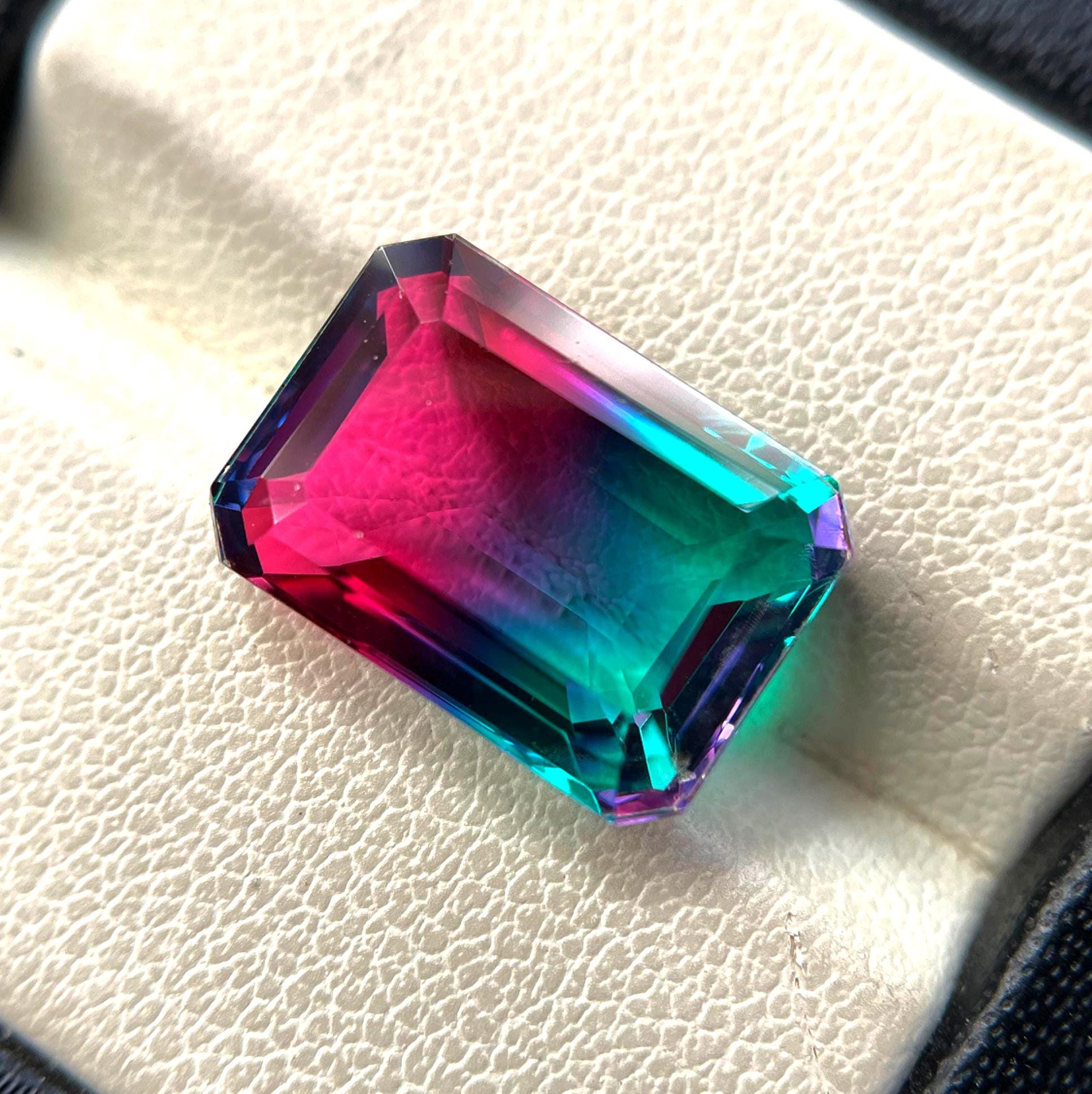 Lab Created Watermelon Tourmaline: Emerald Octagon Cut Gemstone - Etsy