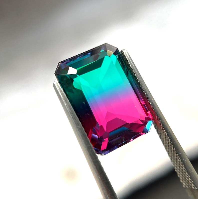 Lab Created Watermelon Tourmaline: Emerald Octagon Cut Gemstone - Etsy
