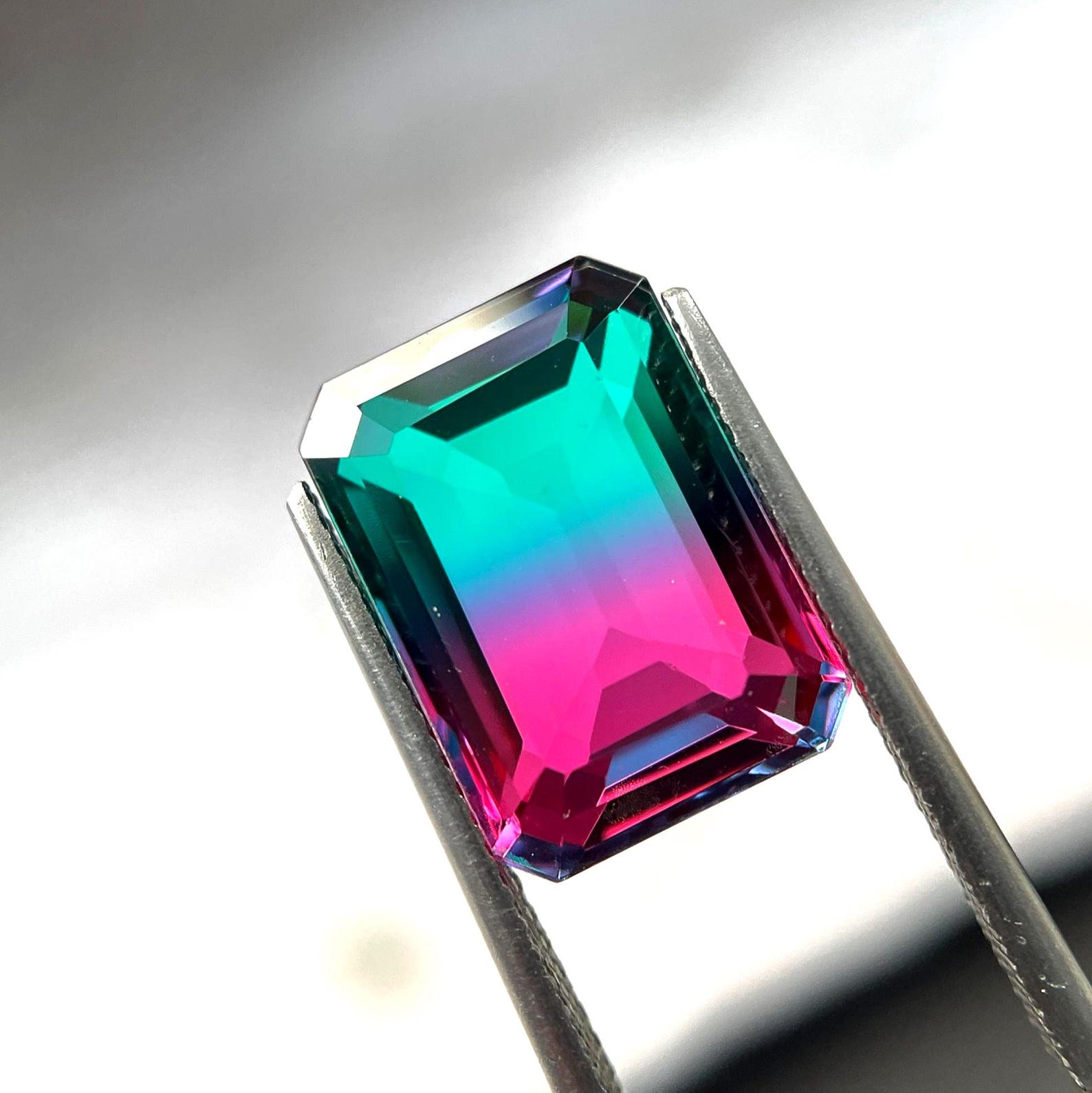 Lab Created Watermelon Tourmaline: Emerald Octagon Cut Gemstone - Etsy