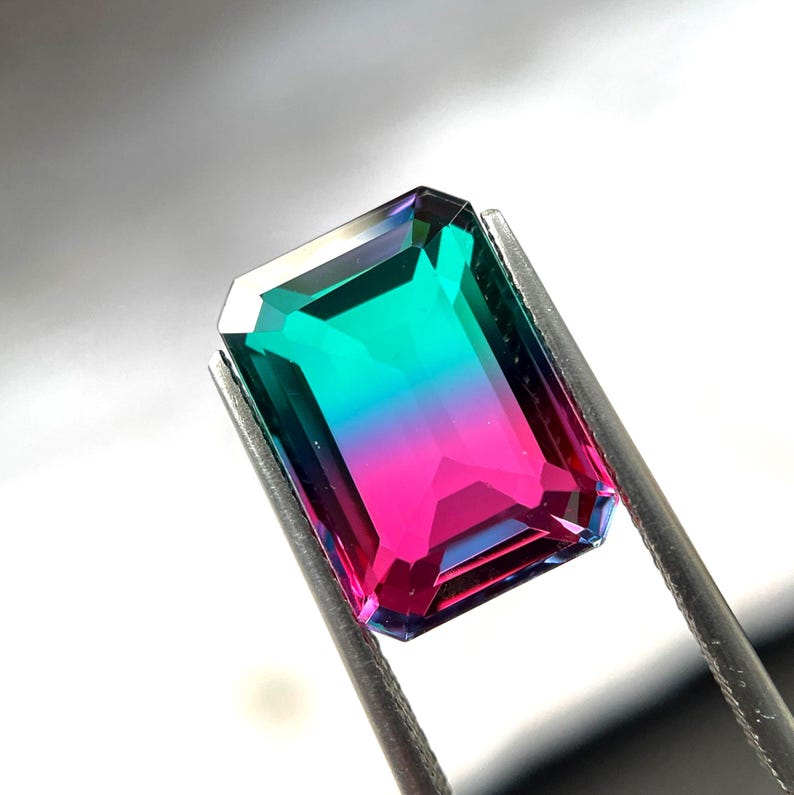 Lab Created Watermelon Tourmaline: Emerald Octagon Cut Gemstone - Etsy