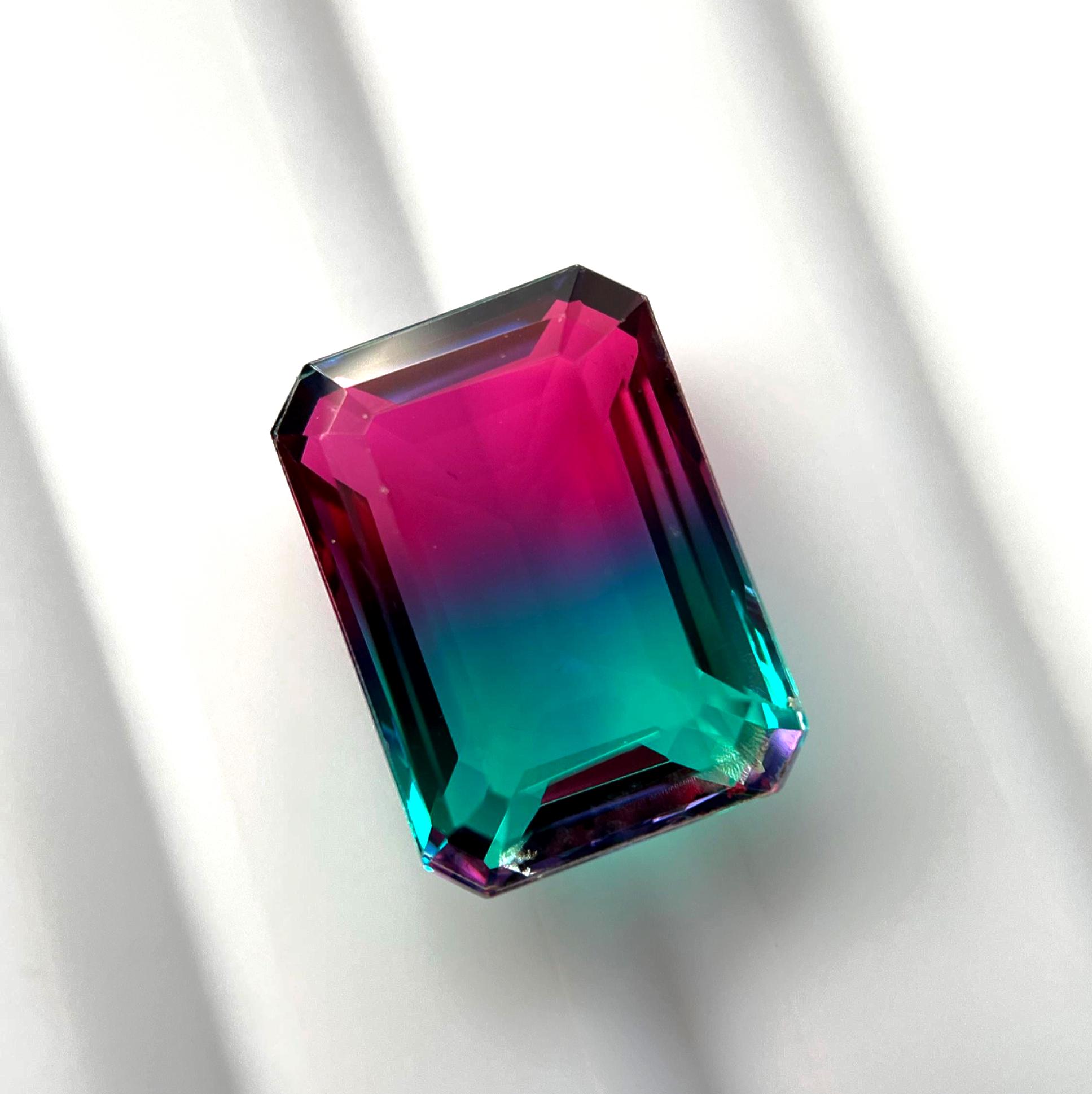 Lab Created Watermelon Tourmaline: Emerald Octagon Cut Gemstone - Etsy