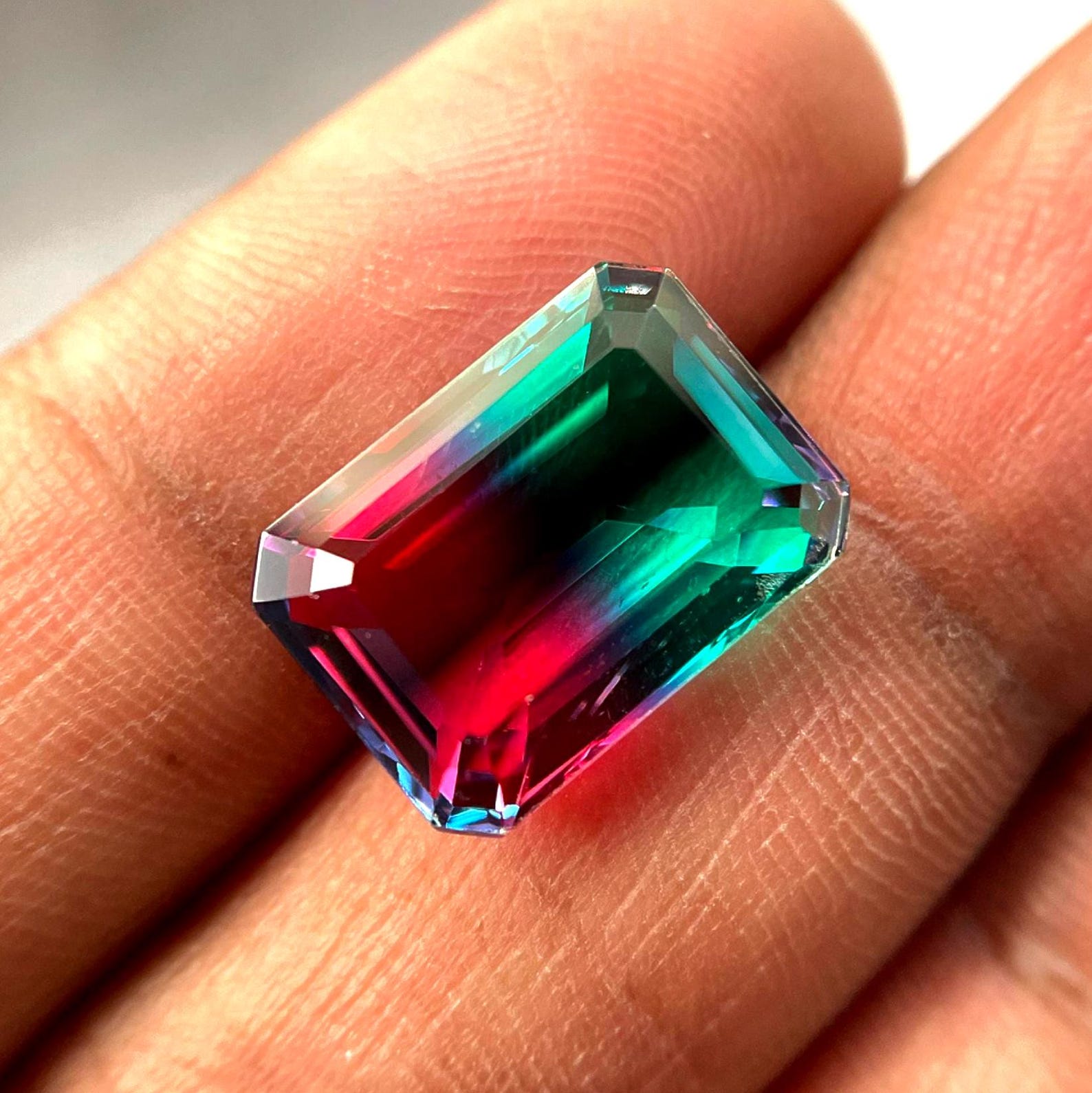 Lab Created Watermelon Tourmaline: Emerald Octagon Cut Gemstone - Etsy