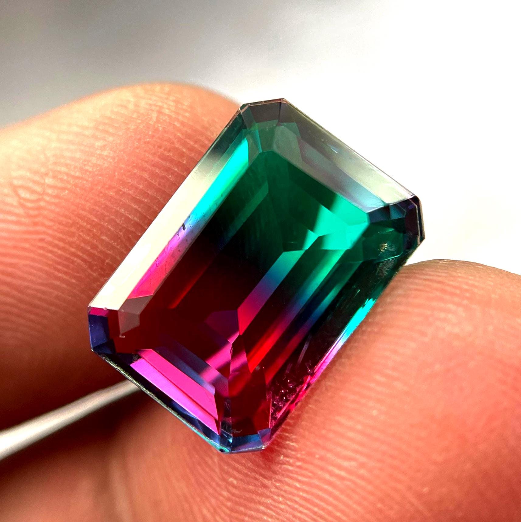 Lab Created Watermelon Tourmaline: Emerald Octagon Cut Gemstone - Etsy