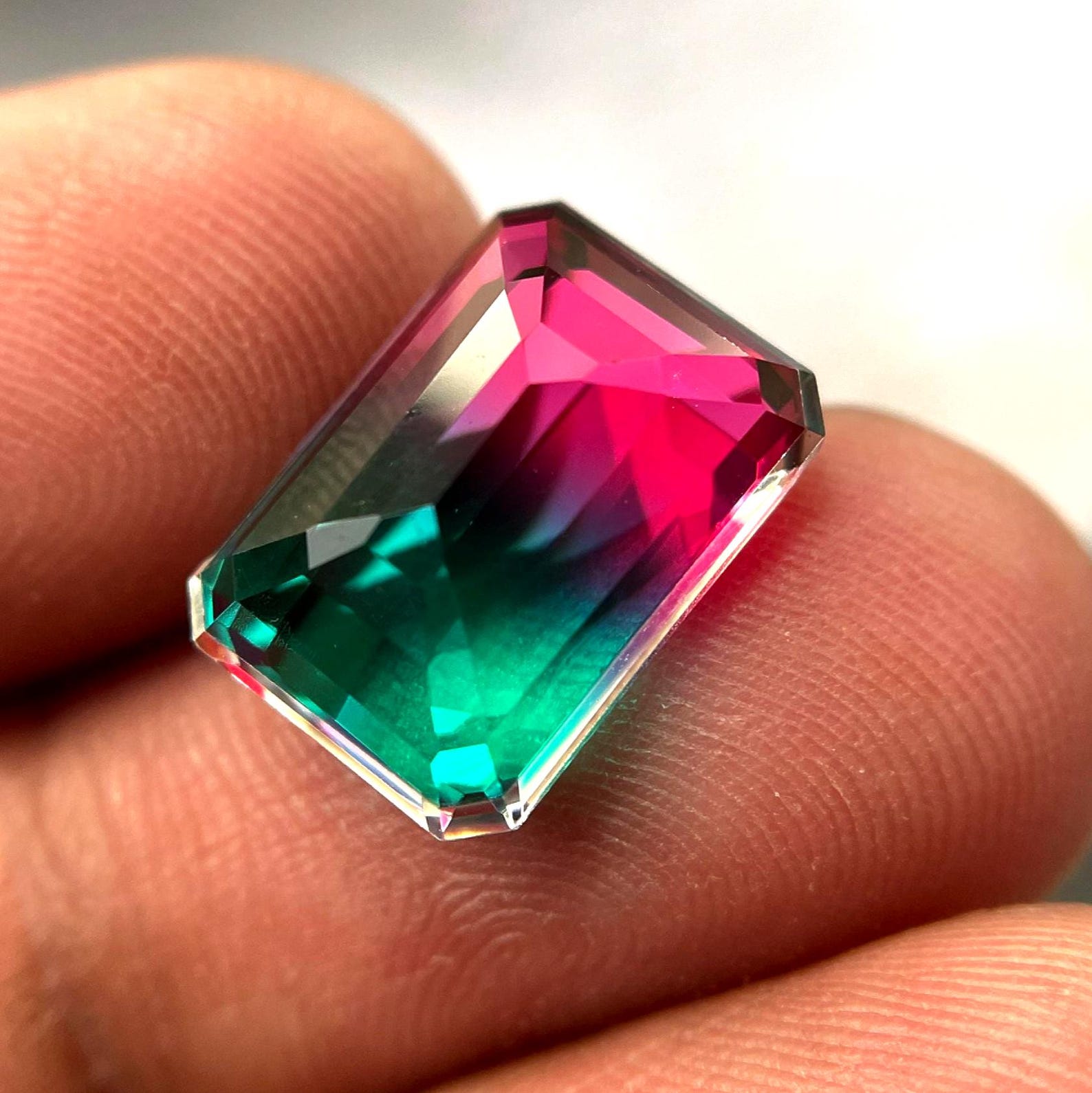 Lab Created Watermelon Tourmaline: Emerald Octagon Cut Gemstone - Etsy