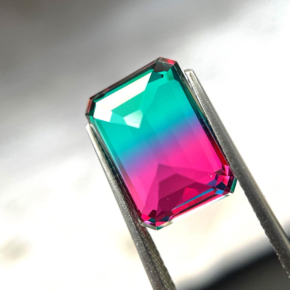 Lab Created Watermelon Tourmaline: Emerald Octagon Cut Gemstone - Etsy