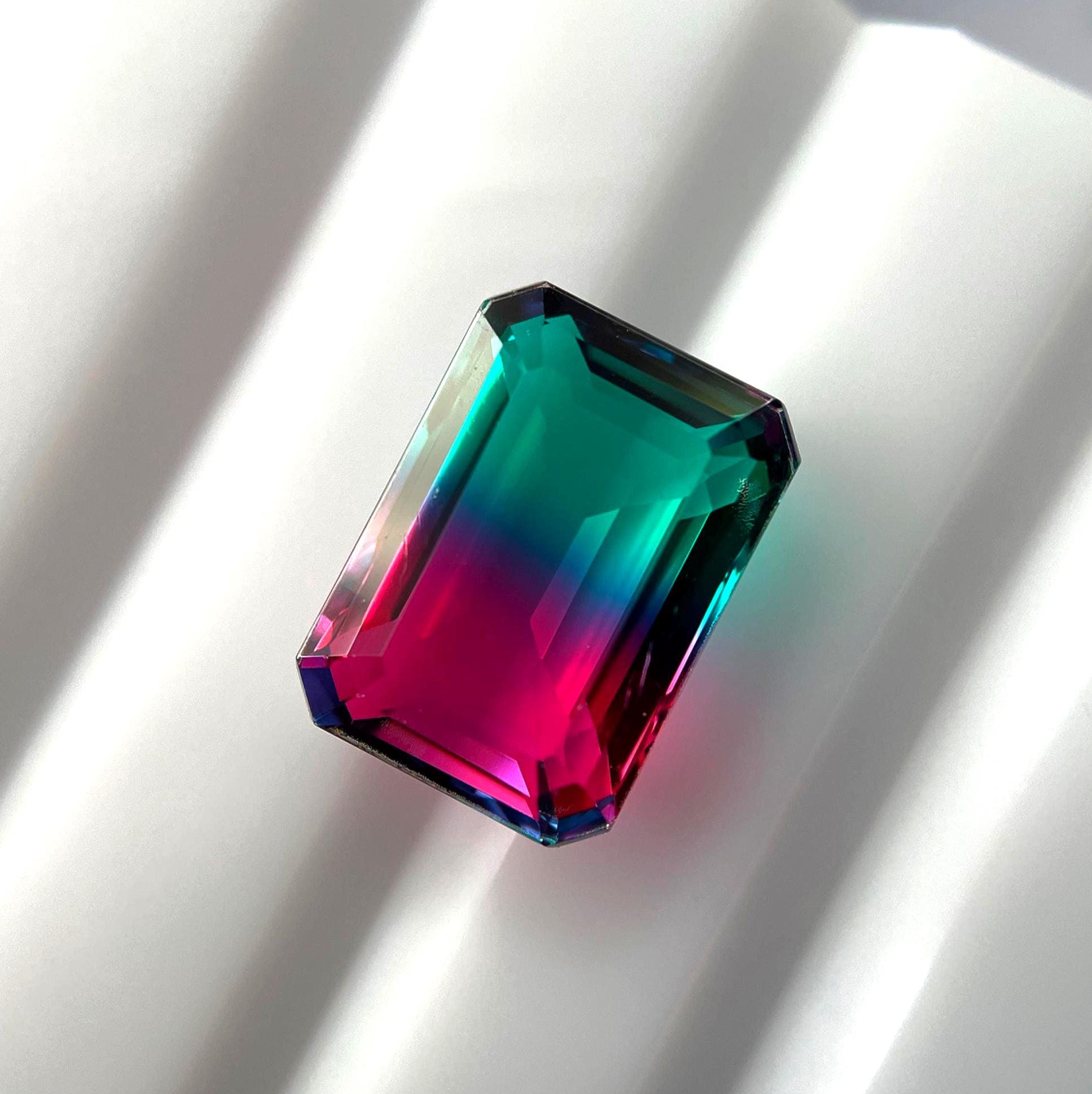 Lab Created Watermelon Tourmaline: Emerald Octagon Cut Gemstone - Etsy