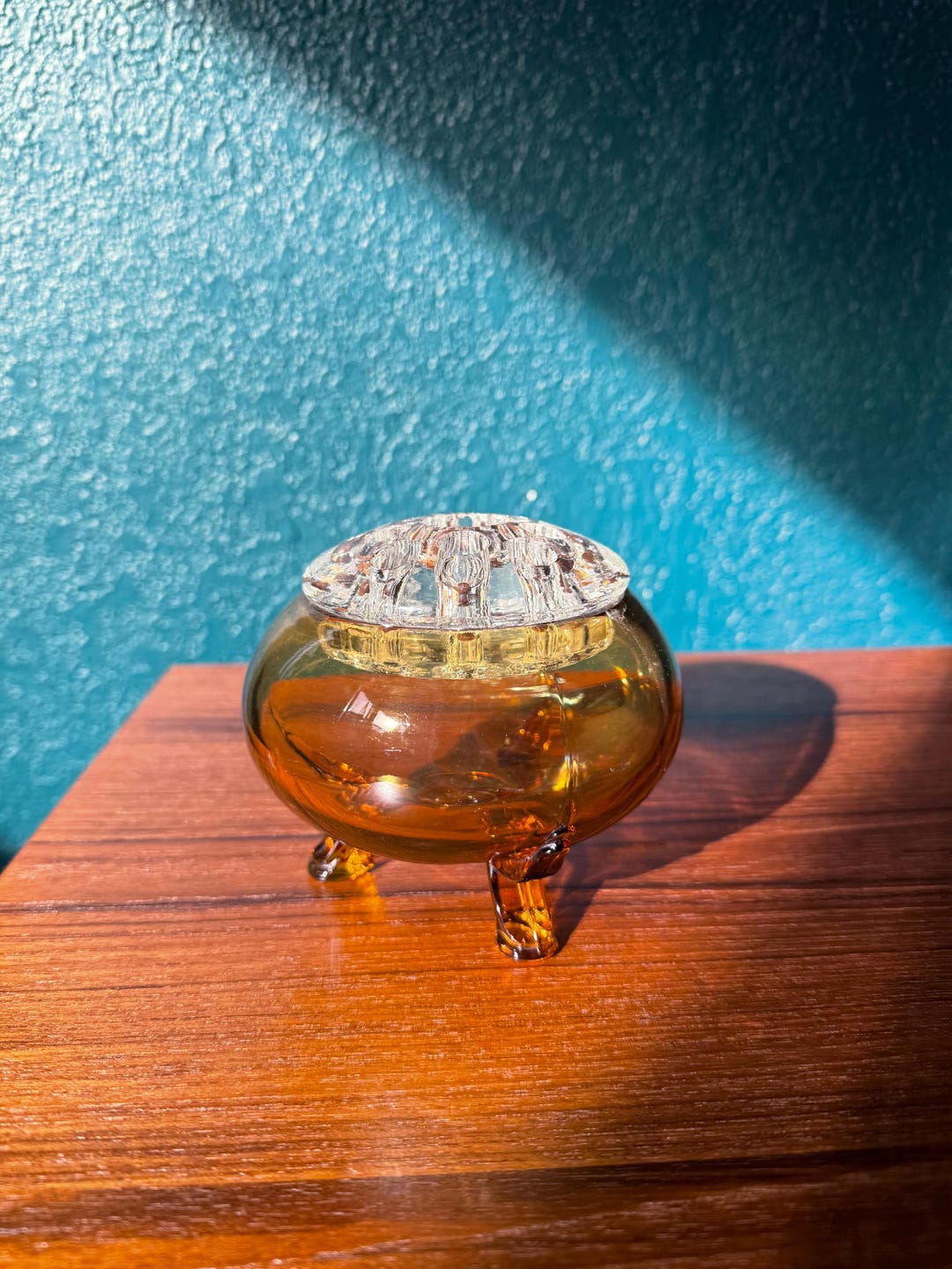 Vintage MCM Viking Flowerlite Flower Frogger in Amber - Etsy