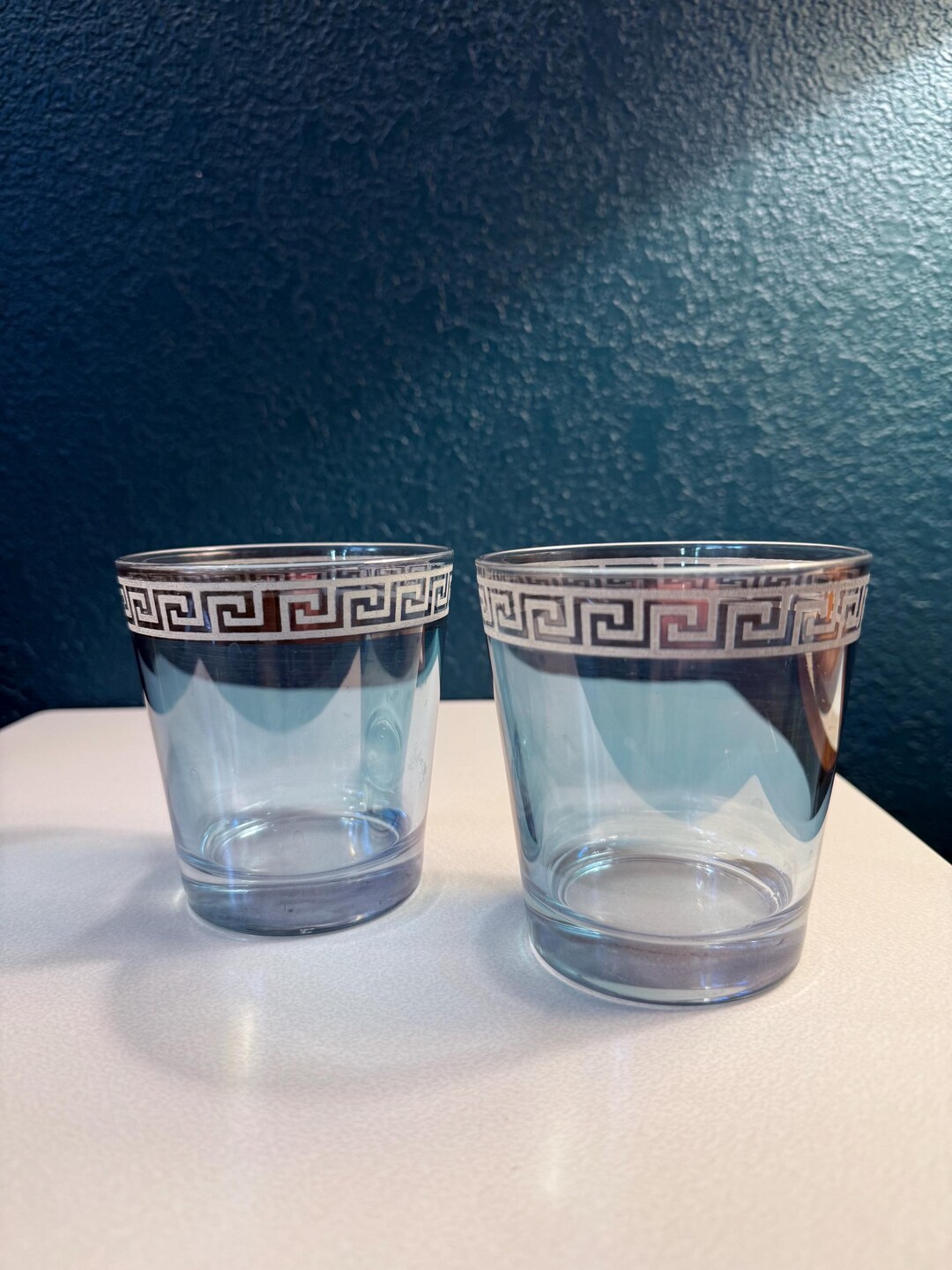 Vintage MCM 1960s Iridescent Greek Key Rocks Cocktail Glasses - Set of ...
