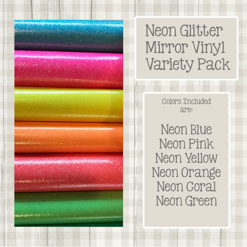 Individual Neon Glitter Mirror Vinyl//sparkle Vinyl//glitter - Etsy